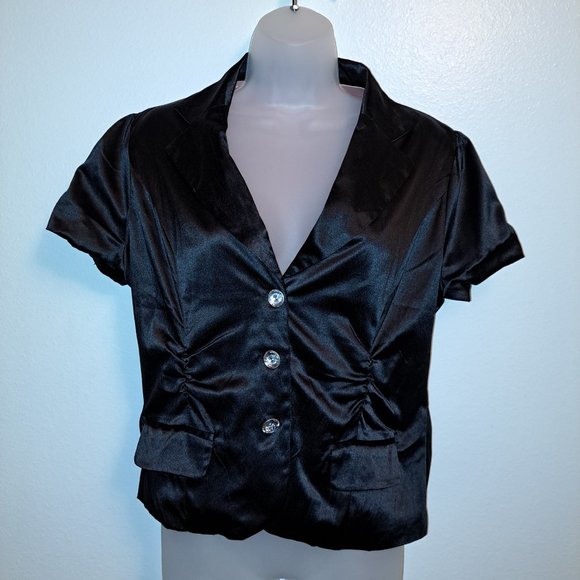 Siren Lily | Jackets & Coats | Y2k Siren Lily Black Large Satin Short Sleeve Blazer W3 Bling ...